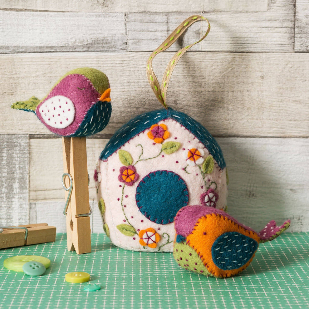 Birdhouse & Two Birds Felt Craft Kit - Blossom Covered