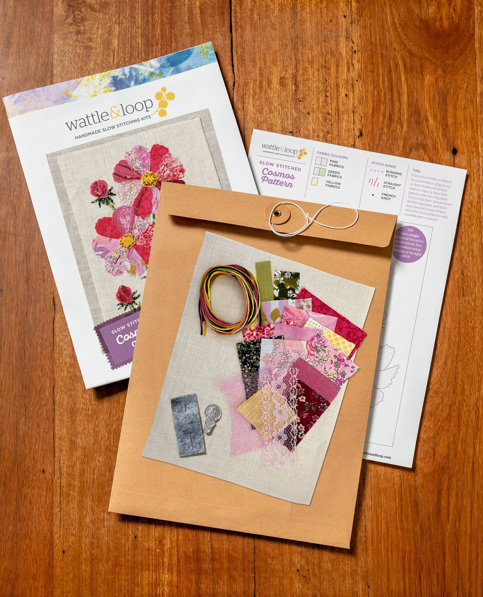 Cosmos Slow Stitching Kit - Mindful Hand Sewing - Busyfingers