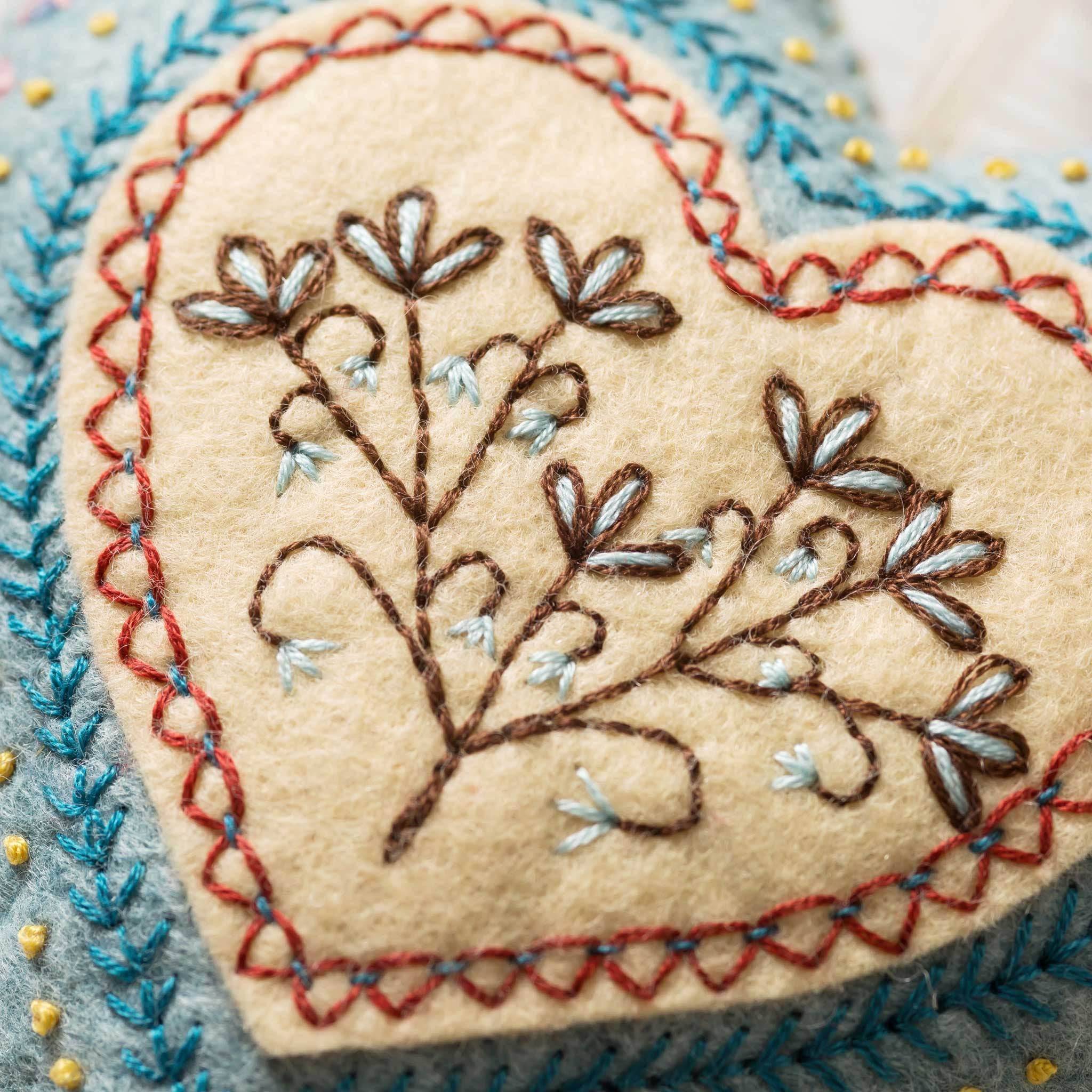 Embroidered Heart Felt Craft Kit - Classic Design