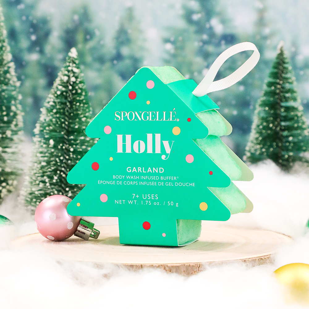 Spongelle | Holly Garland Holiday Tree | Body Buffer