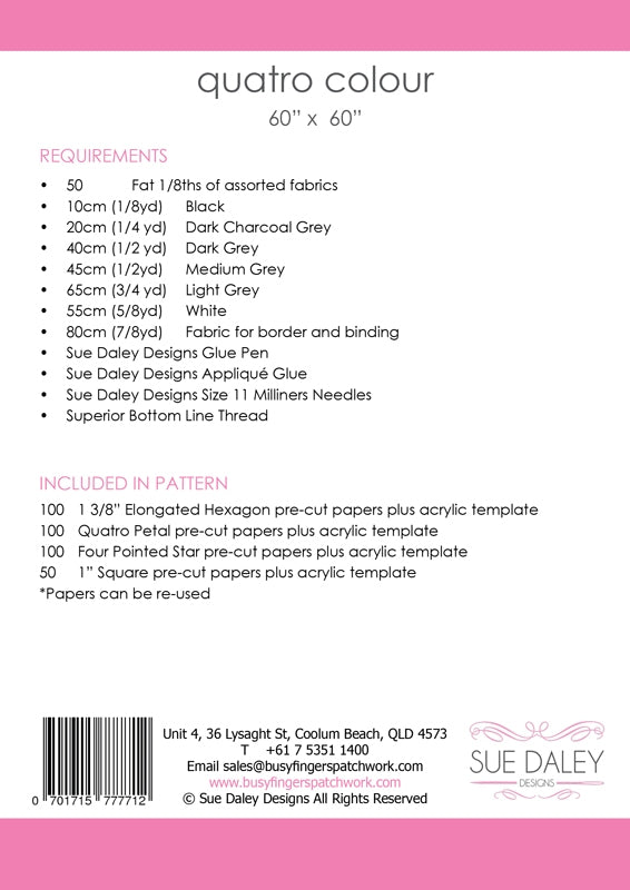 Quatro Colour Quilt Pattern